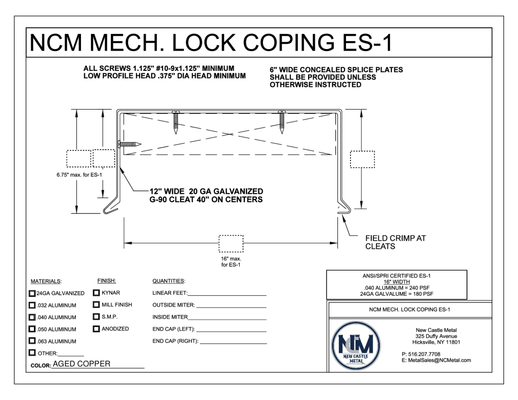 Coping Systems - New Castle Metal
