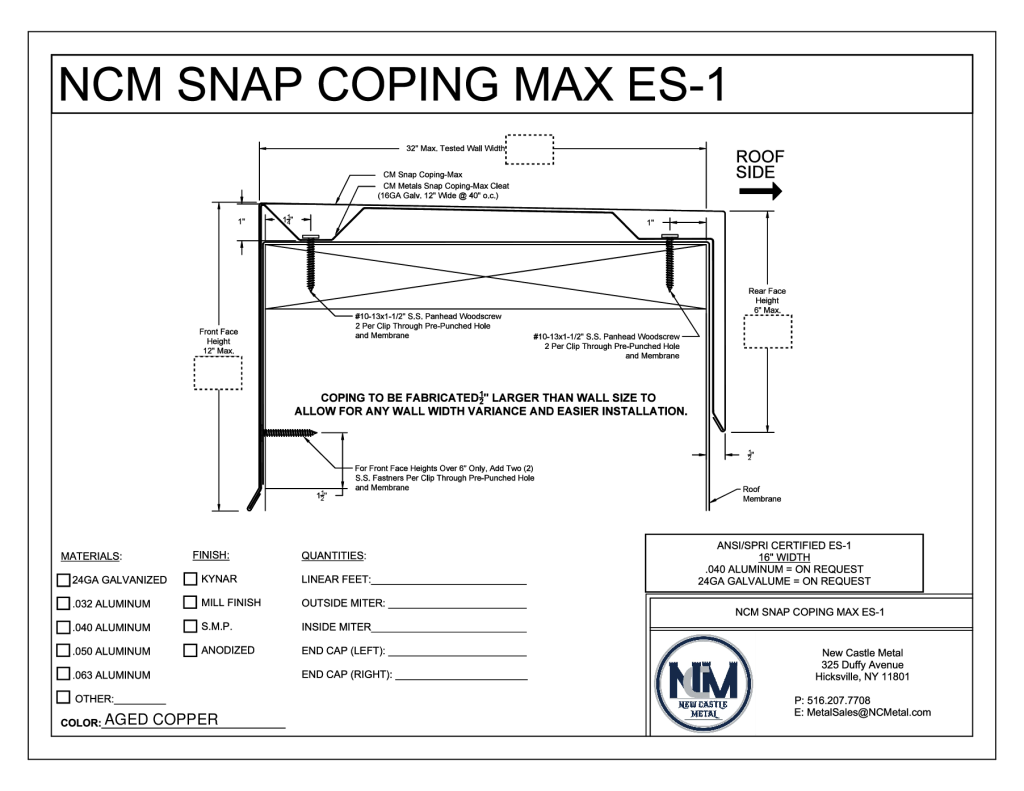 Coping Systems - New Castle Metal