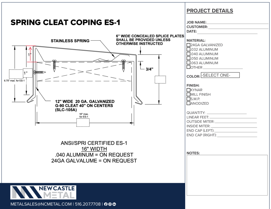 Coping Systems - New Castle Metal